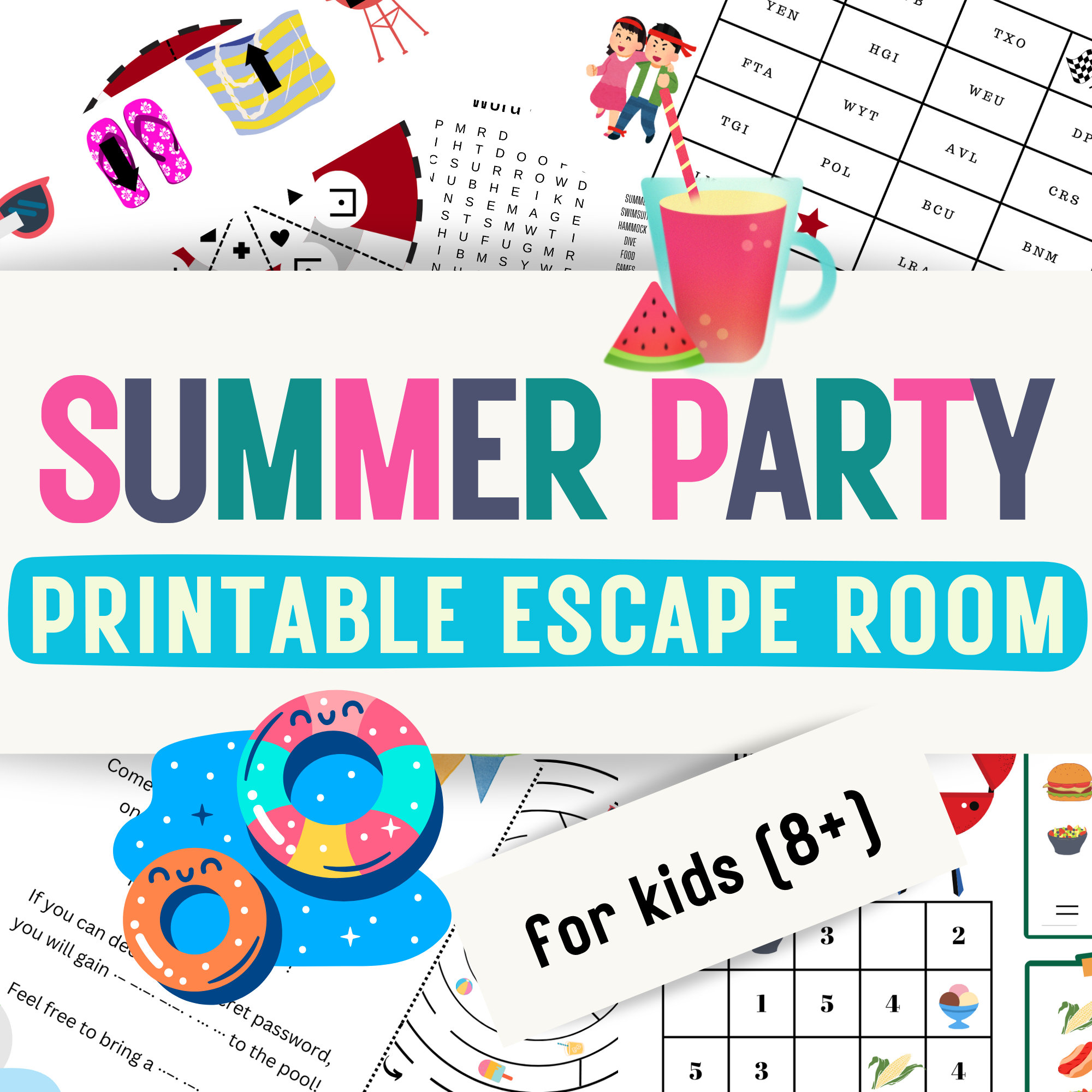Summer Party Escape Room for Kids Barbecue Activity Pool Party DIY ...