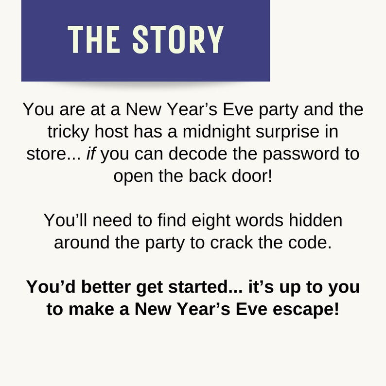New Year's Eve Escape Room – Printable Puzzle Game for Kids (ages 8-13 ...