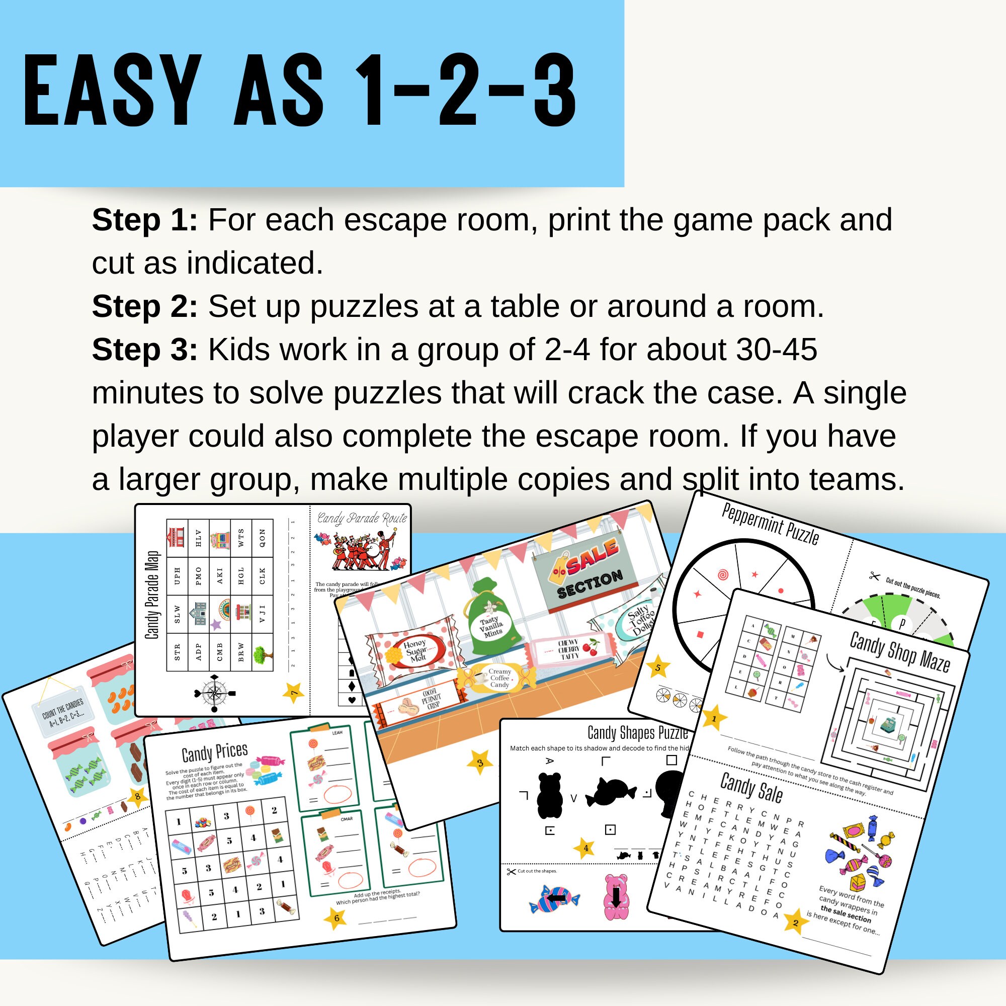 Ice Cream Escape Room and Candy Escape Room for Kids Bundle Printable ...