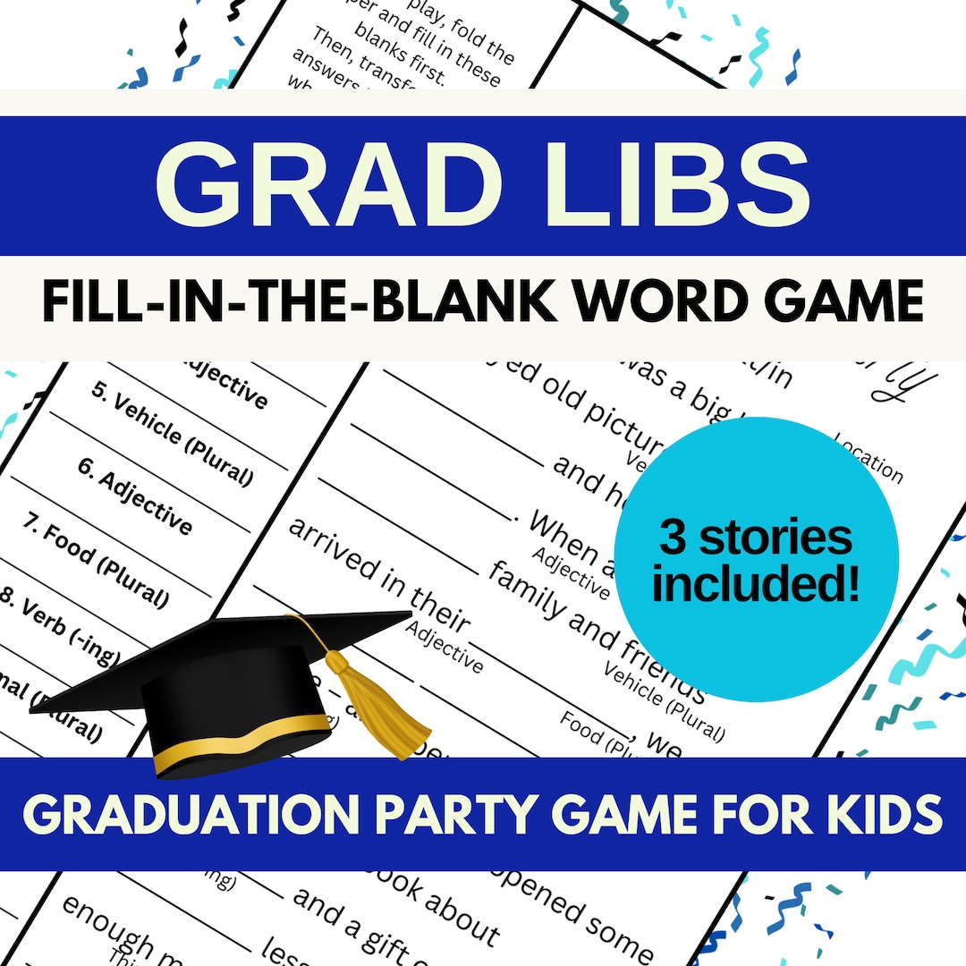 Graduation Grammar Fill-in Stories Printable Ad Libs Game for Kids - Etsy