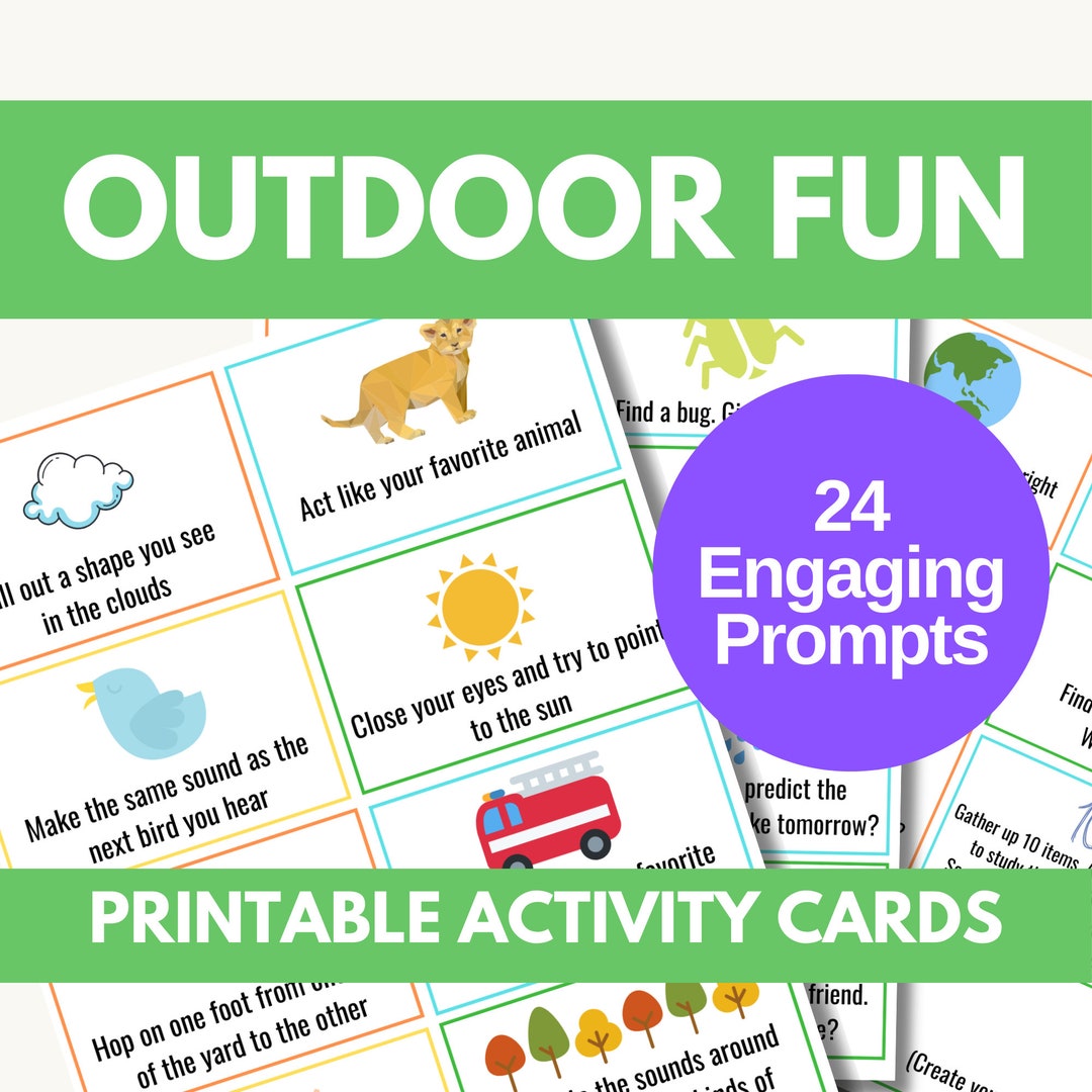 Outdoor Play Activity Cards for Kids | Boredom Buster Printable Cards ...