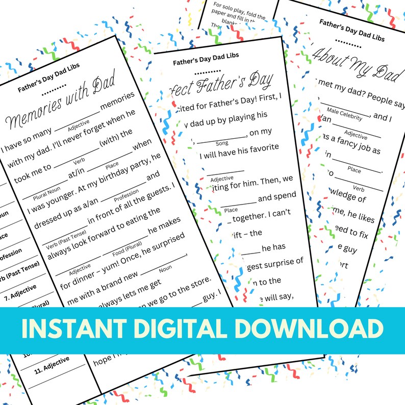 Dad Libs Father's Day Game for Kids | Funny Fill-in-the-blank Grammar ...