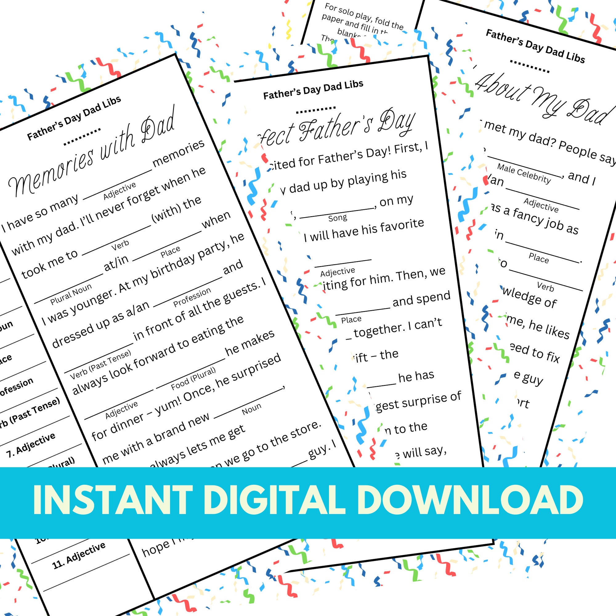 Dad Libs Father's Day Game for Kids | Funny Fill-in-the-blank Grammar ...