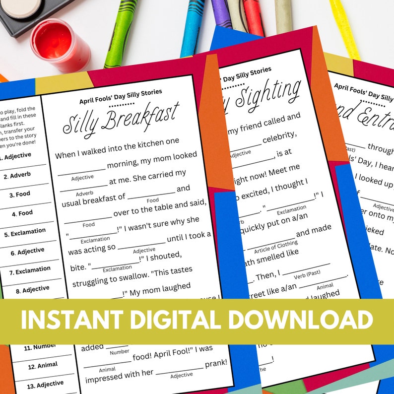 April Fools' Day Game for Kids | Fill-in-the-blank Grammar Ad Libs ...