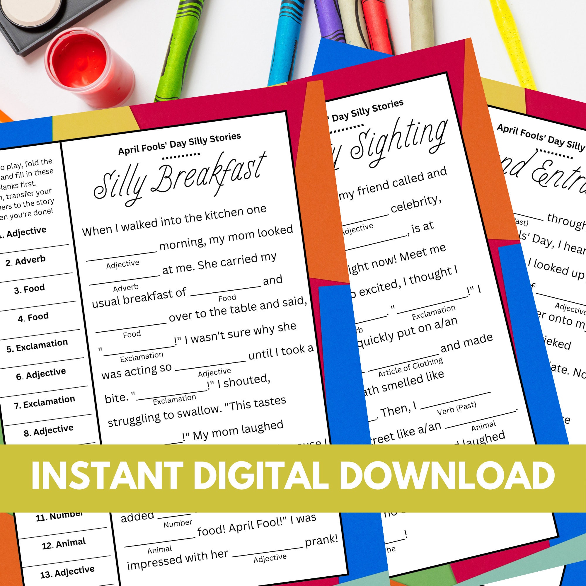 April Fools' Day Game for Kids | Fill-in-the-blank Grammar Ad Libs ...