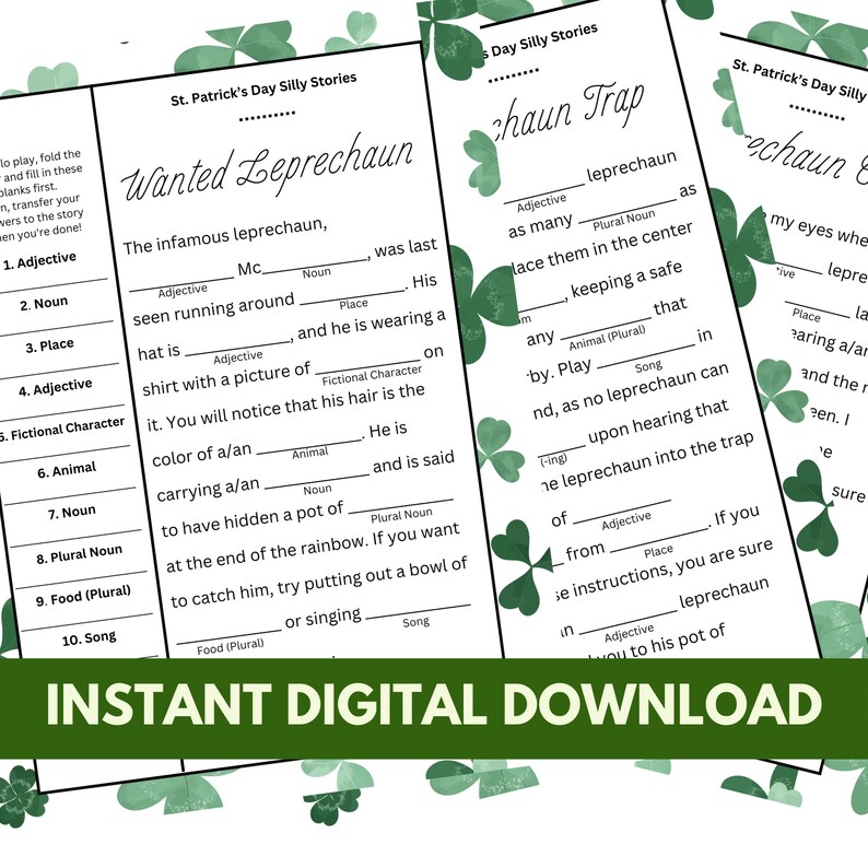 St. Patrick's Day Ad Libs Game: Leprechaun Fill-in-the-blank (PDF) - Etsy
