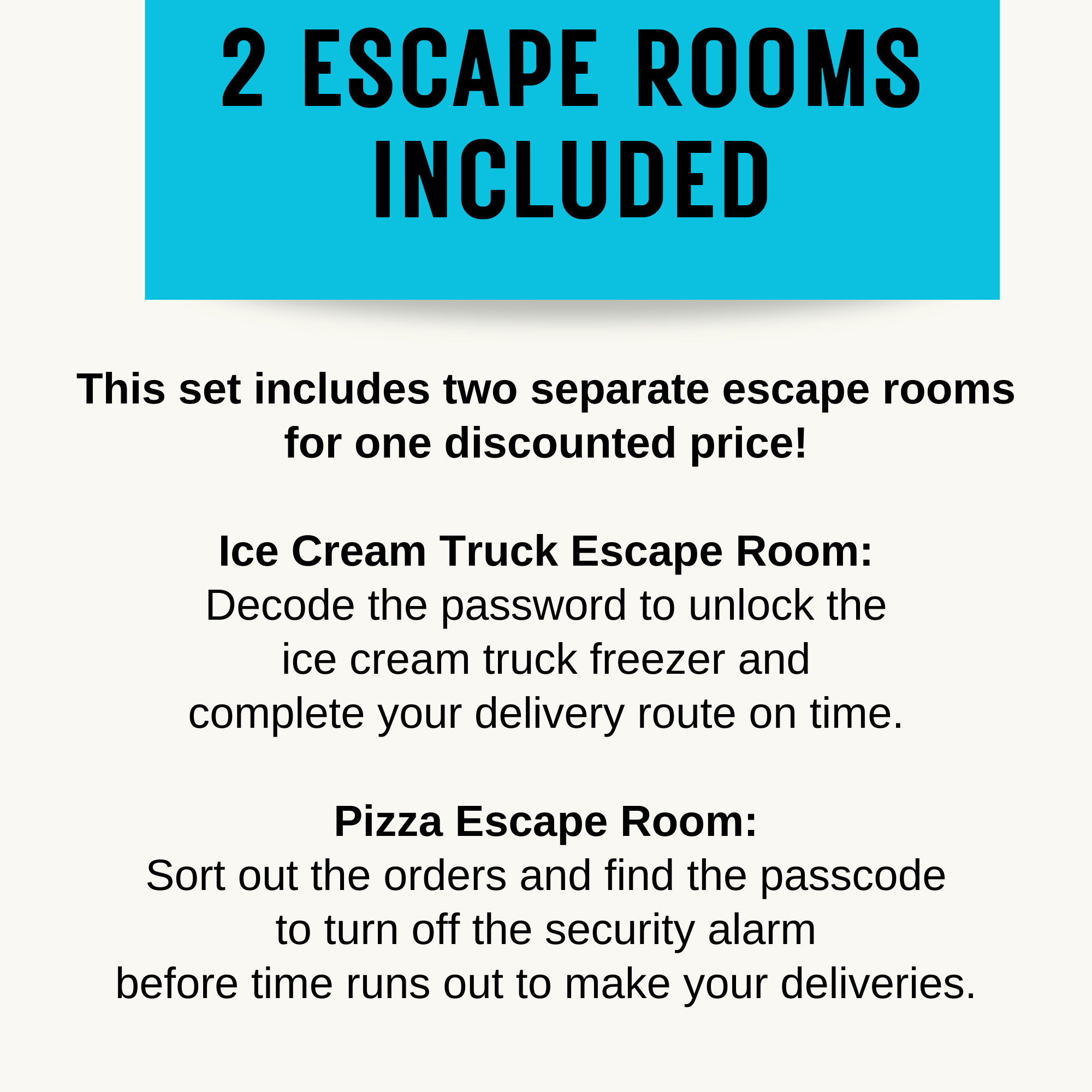 Ice Cream Escape Room and Pizza Escape Room for Kids Bundle DIY Escape ...