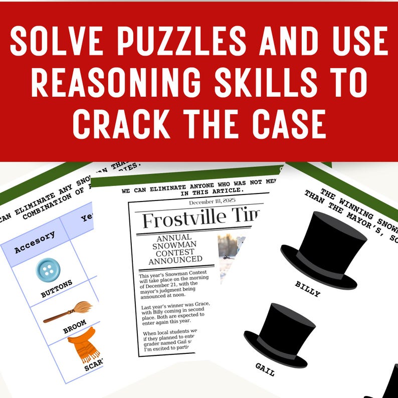 Winter Party Detective Game: Snowman Contest Mystery (PDF) - Etsy