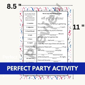Printable 4th of July Activity for Kids - Funny Fill-in-the-blank ...