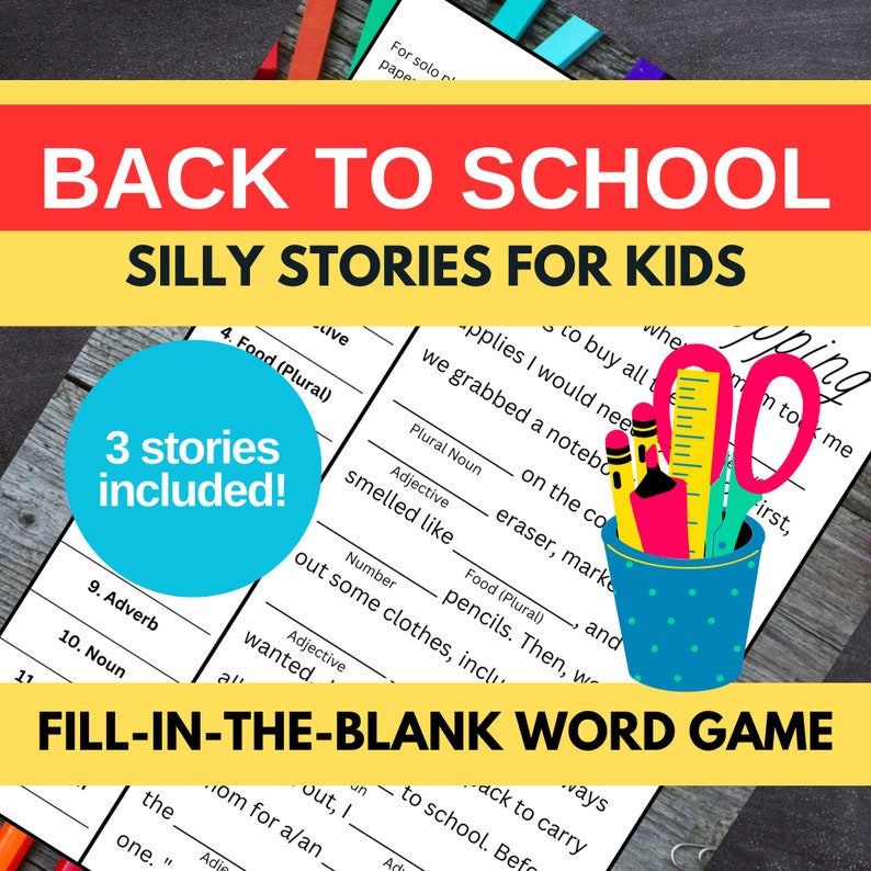 Back to School Game for Kids | Fill-in-the-blank Grammar Ad Libs Funny ...