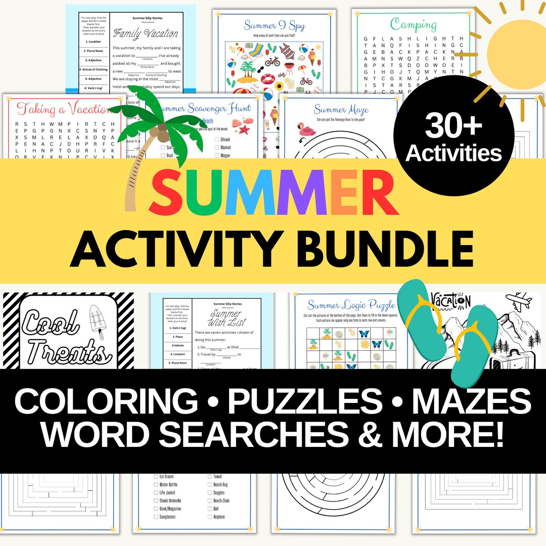 Summer Printable Activities for Kids Word Searches - Etsy