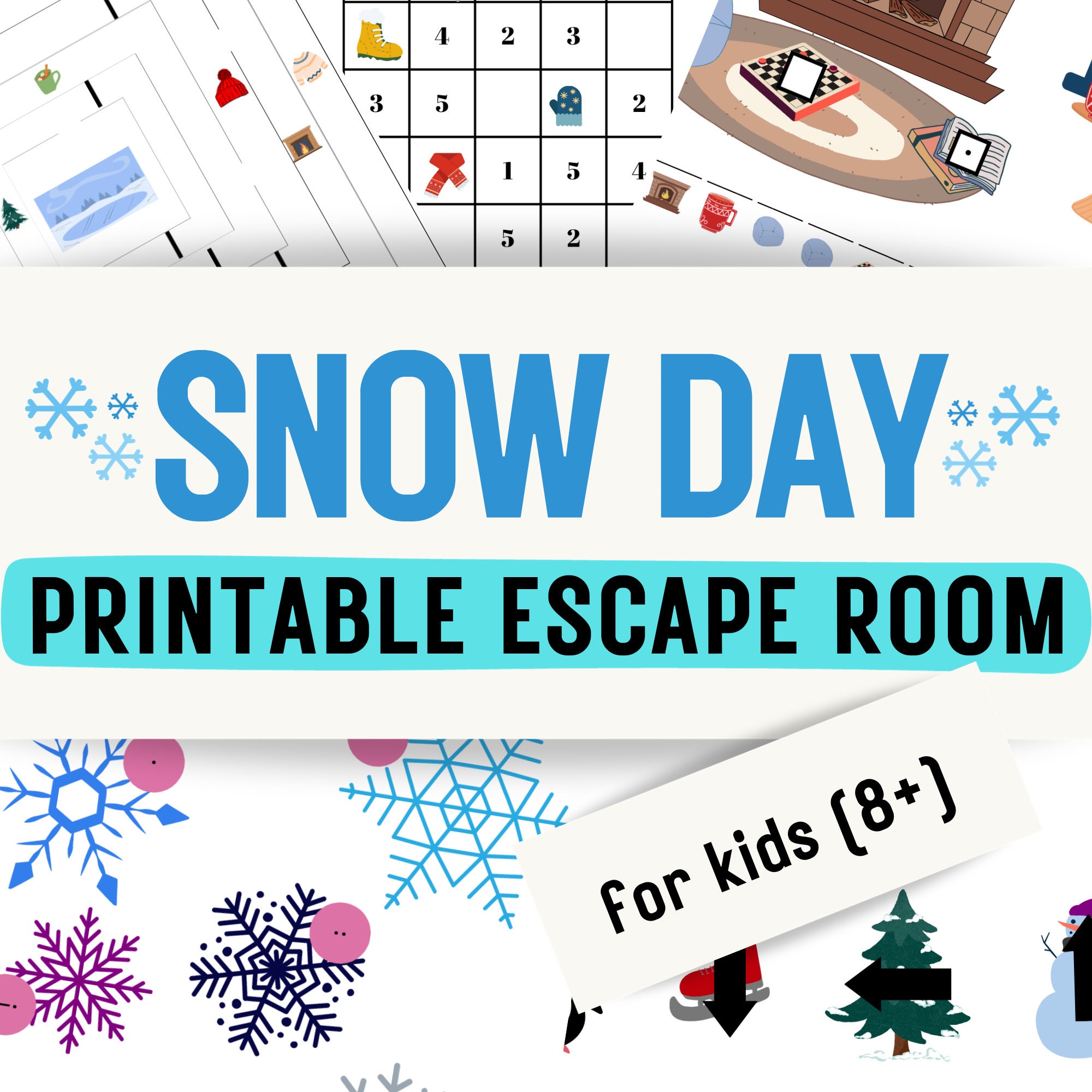 Winter Escape Room for Kids Printable PDF Snow Day DIY Escape Game at ...