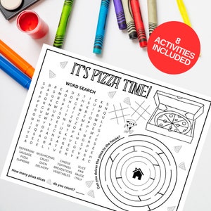 Pizza Printable Activity Mat for Kids | Two Pages of Fun - Maze, Word ...