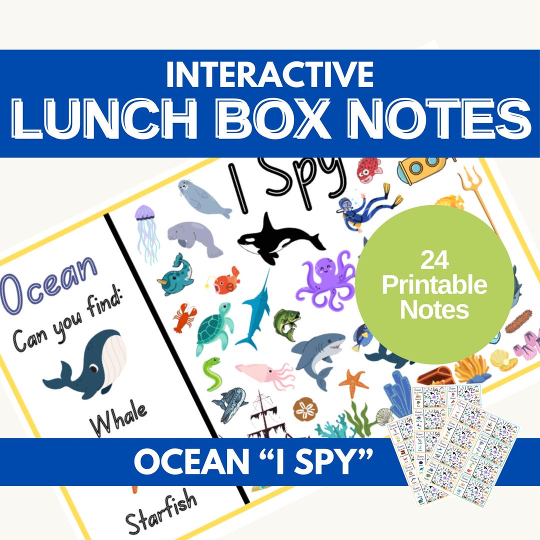 Ocean I Spy Lunch Box Notes – 24 Printable Activity Cards (digital ...