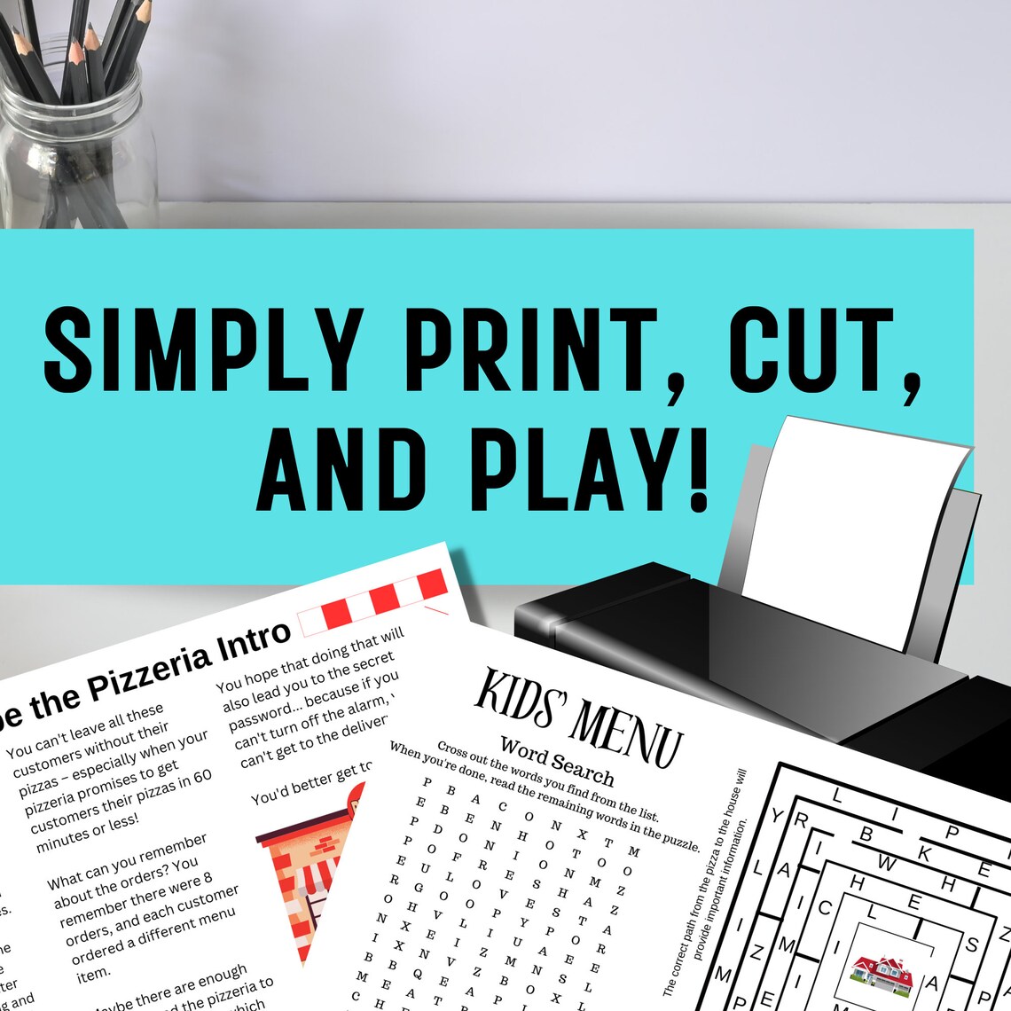 Pizza Escape Room for Kids Printable DIY Escape Game at Home Pizza ...