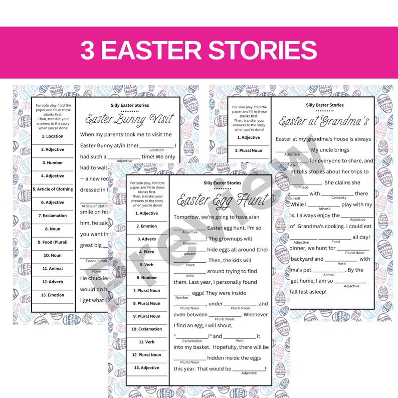 Children's Grammar Funny Fill-in-the-blank Word Game - Spring Holiday ...