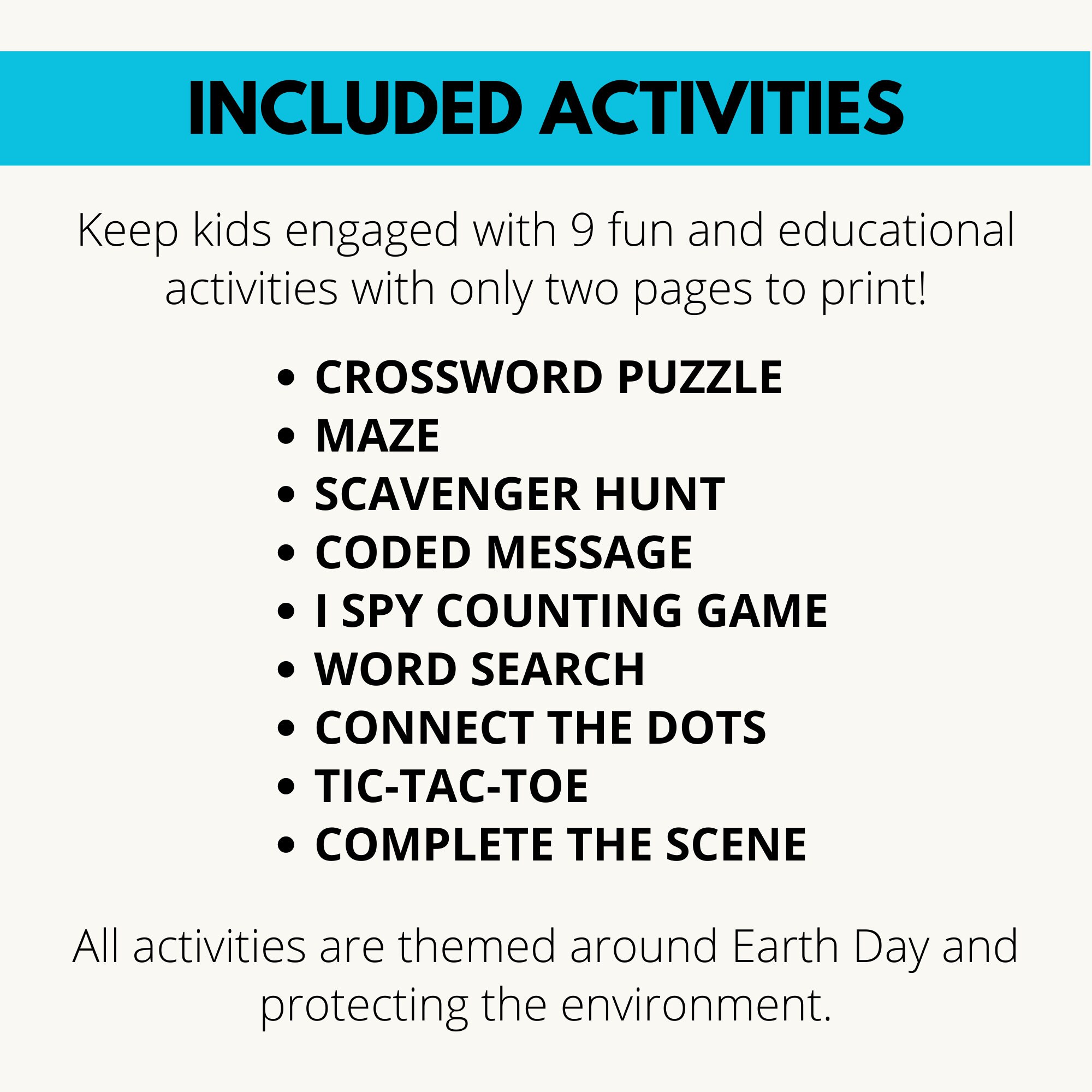 Printable Earth Day Activities for Kids Scavenger Hunt, Word Search ...