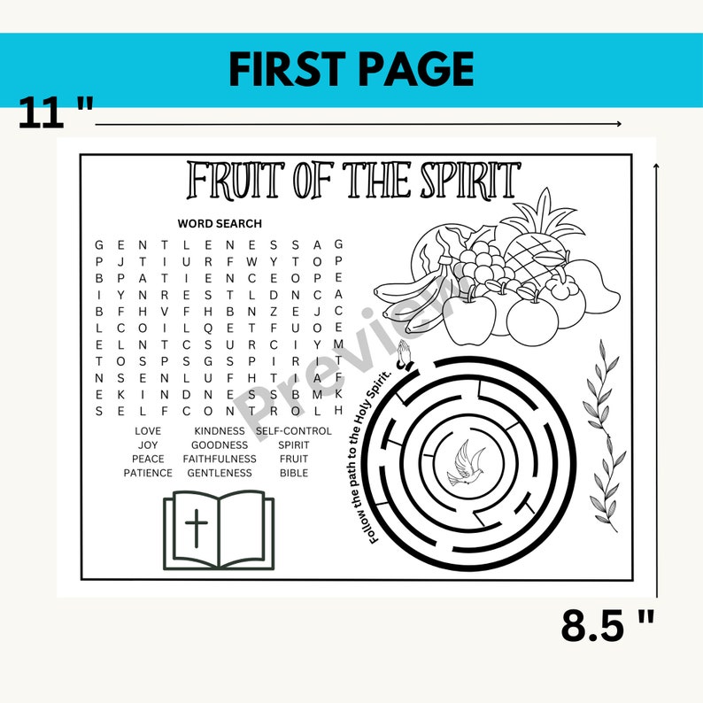 Fruit of the Spirit Activity Sheet for Kids | Sunday School Coloring ...