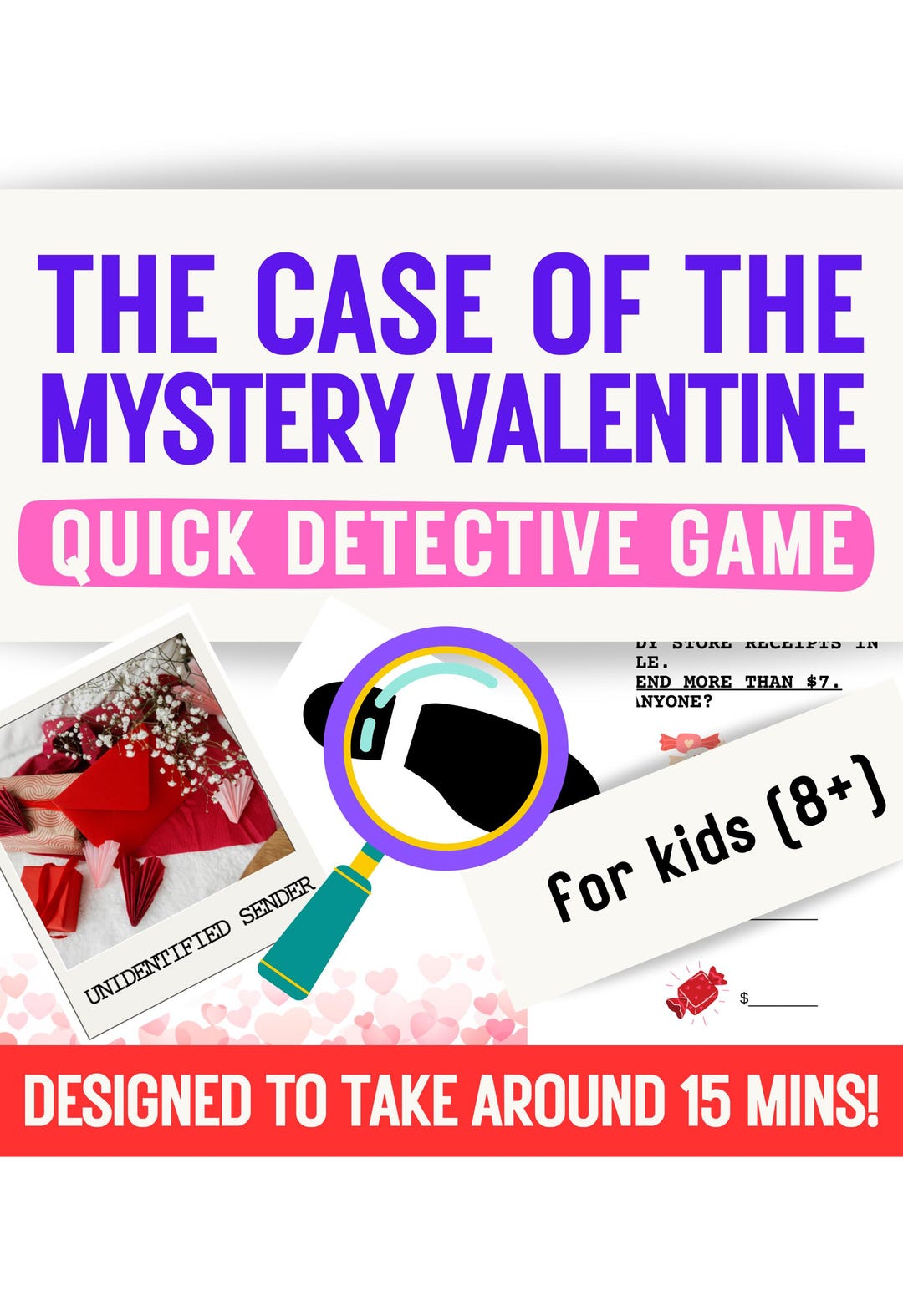 Valentine's Day Detective Game for Kids, Class Party Mystery Printable ...