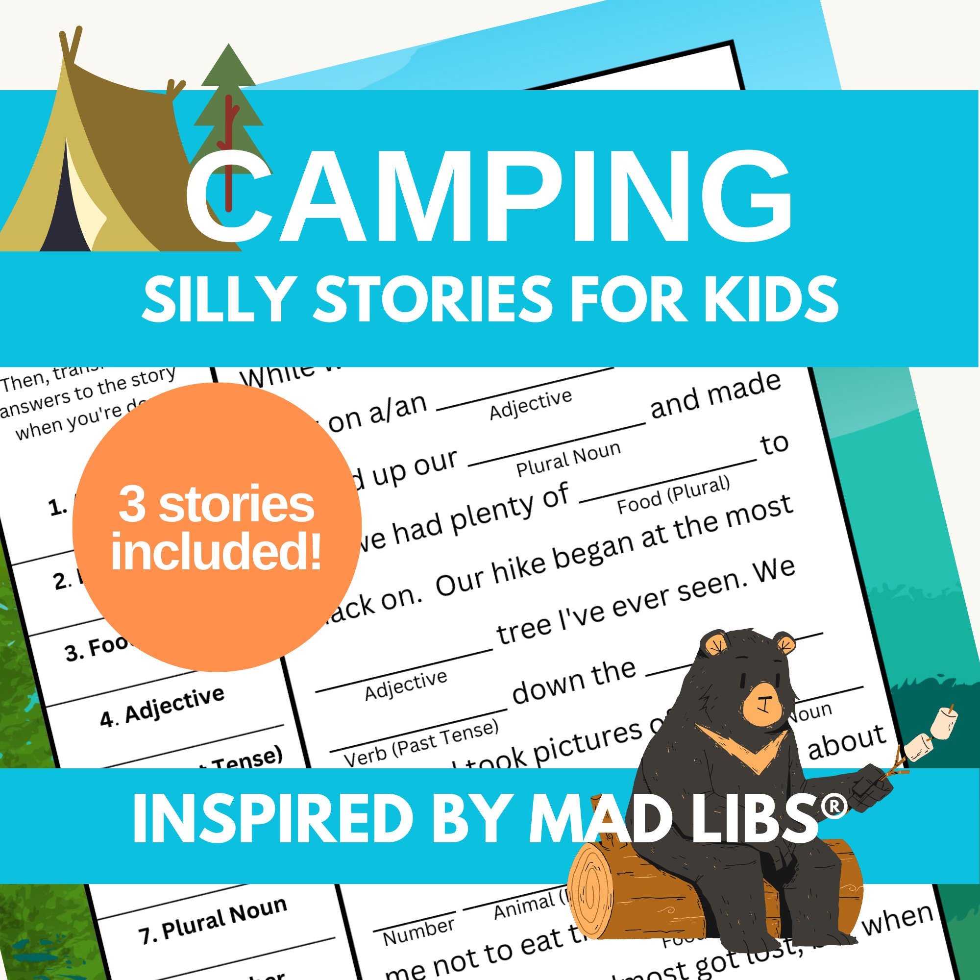 Camping Game for Kids Inspired by Mad Libs Fill-in-the-blank Grammar ...