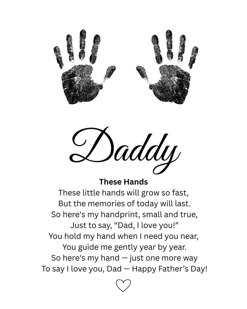 Father’s Day Handprint Poem | Editable Canva Template | Gift for Dad ...
