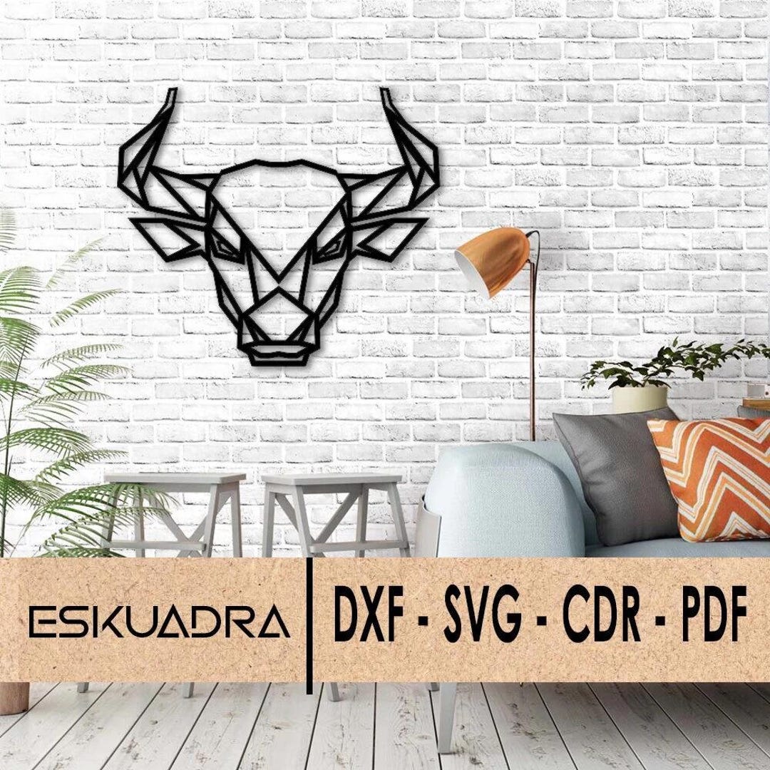 Bull Animal Head, Laser Cut File, Svg Pdf Cdr Dxf - Etsy