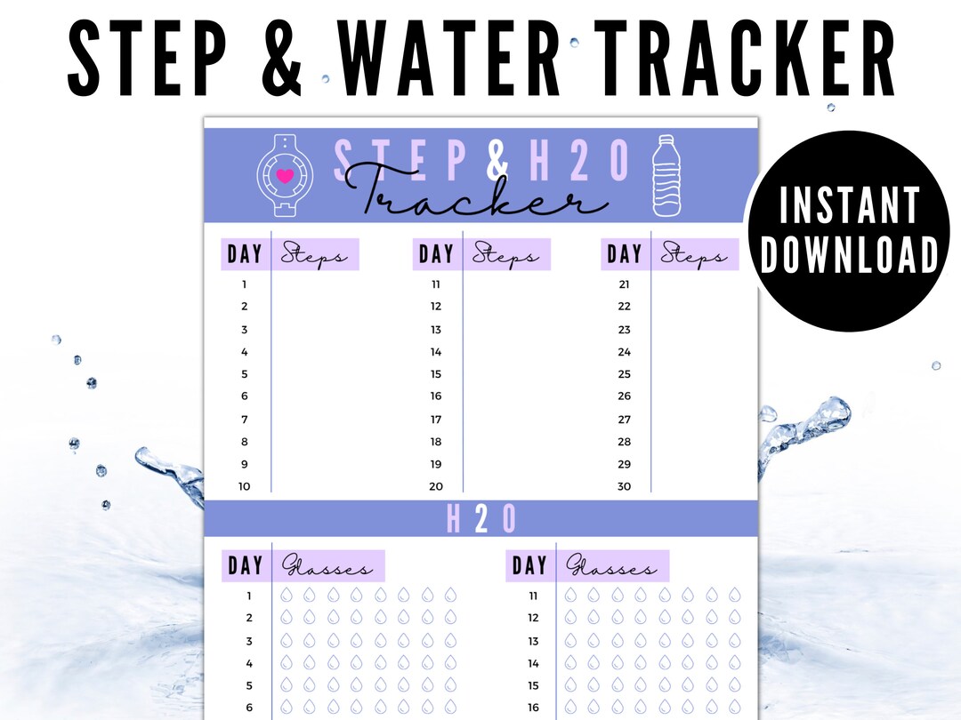 Step and Water Tracker Printable - Etsy