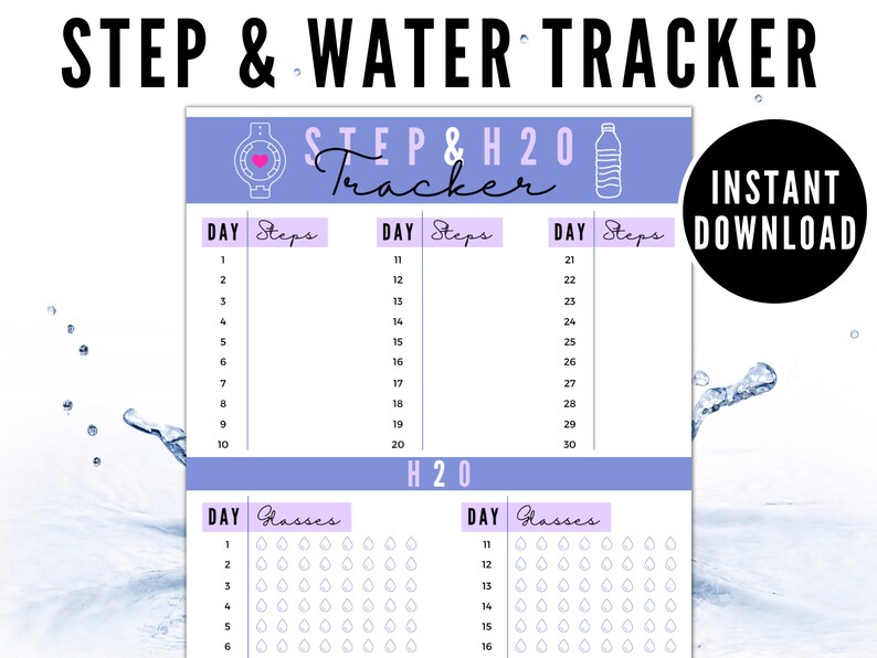 Step and Water Tracker Printable - Etsy