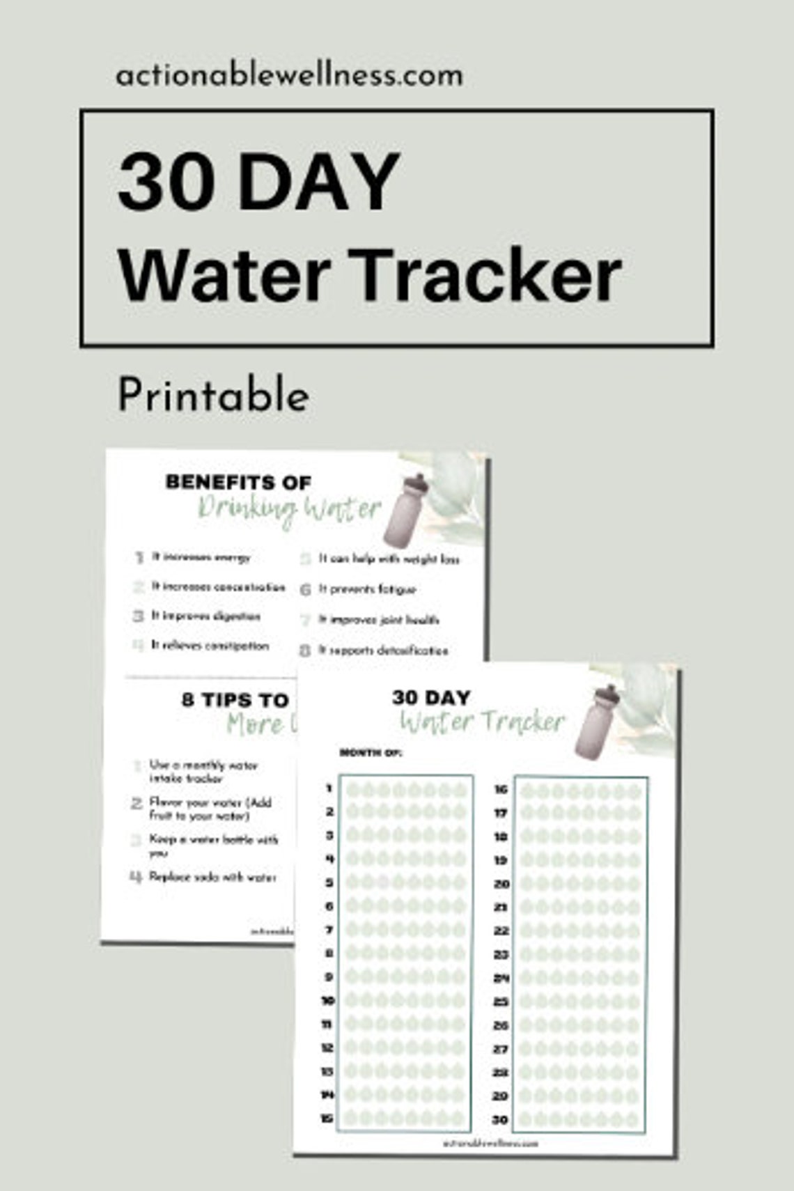 Actionable Wellness Water Tracker - Etsy