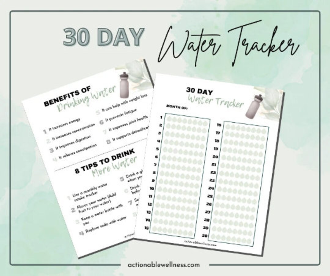 Actionable Wellness Water Tracker - Etsy