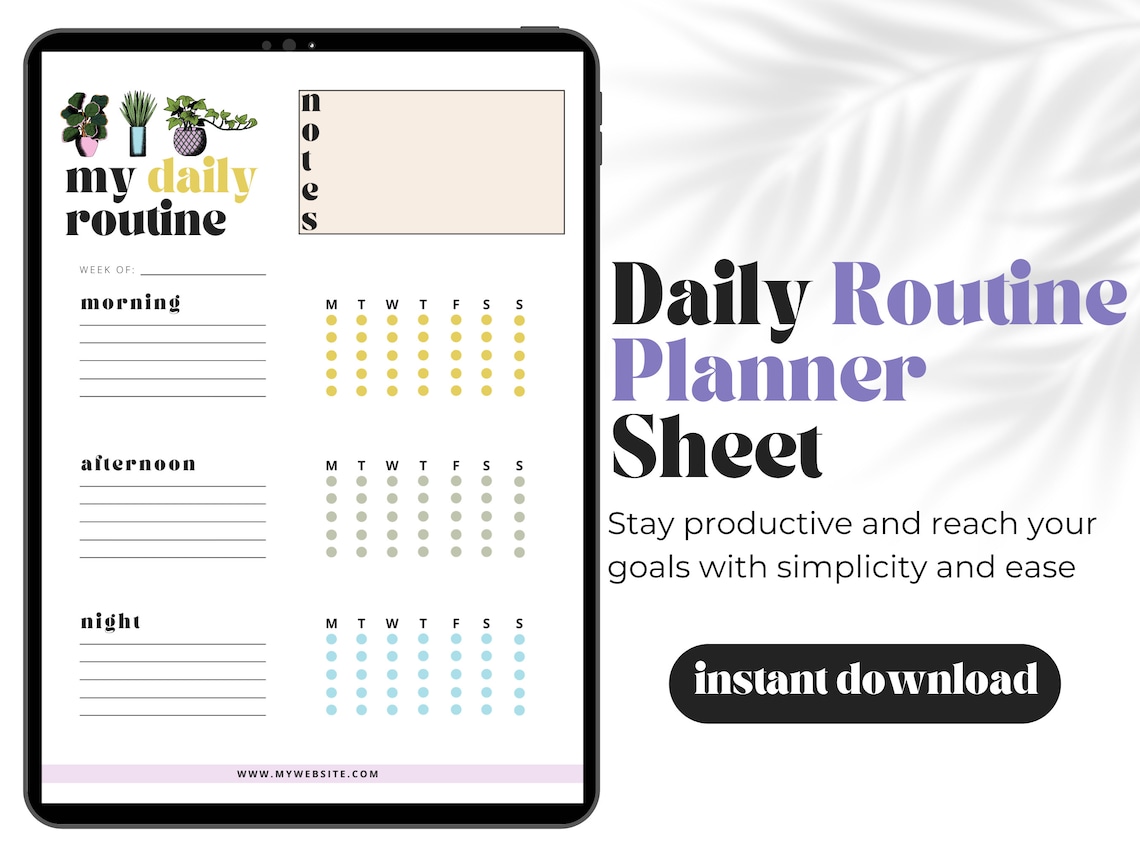Daily Routine Planner Sheet Printable - Etsy