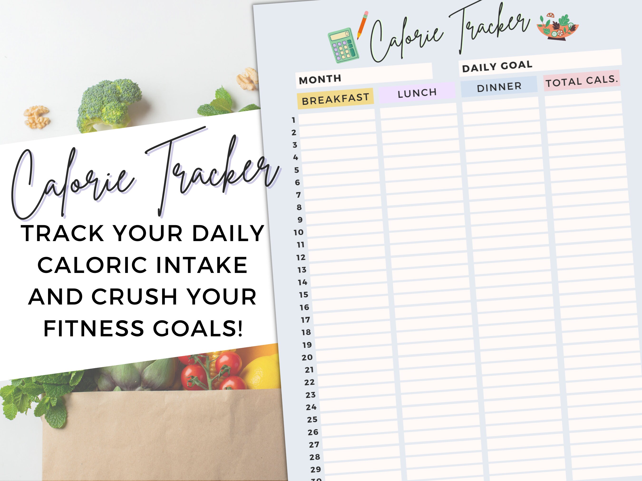 Calorie Tracker Printable - Etsy