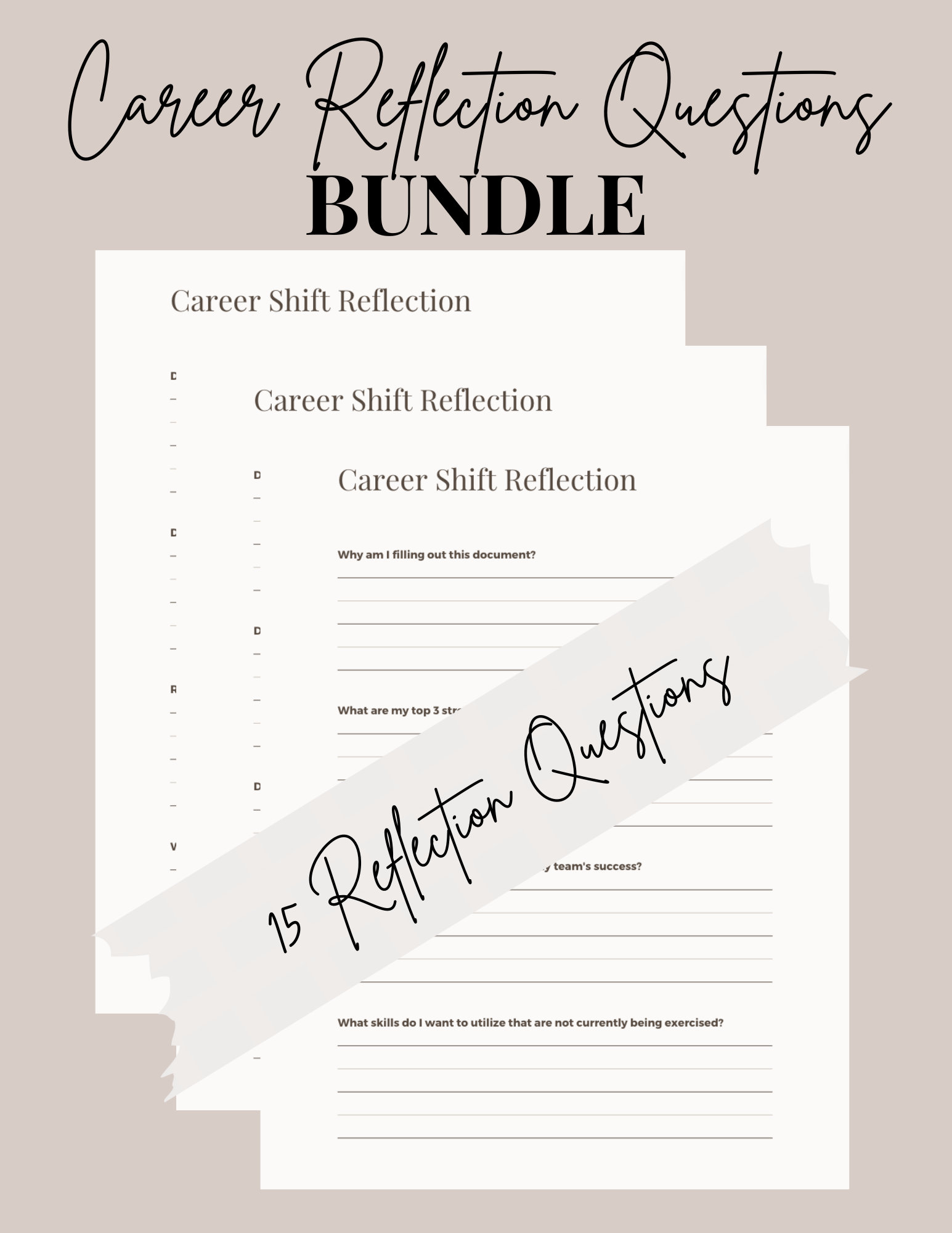 Career Shift Reflection Questions Q&A Template for Canva Canva Friendly ...
