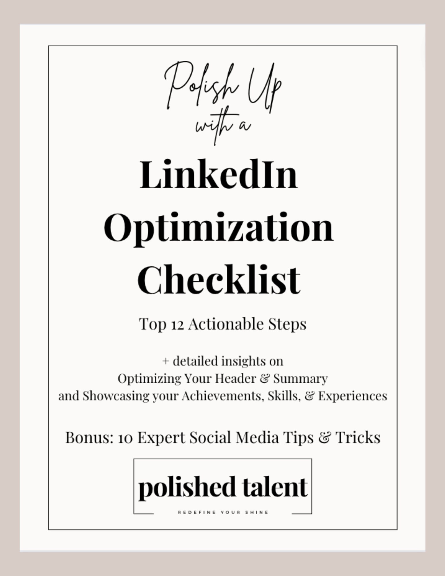 Linkedin Profile Optimization Checklist Linkedin Howto Guide Linkedin Strategy Linkedin ...