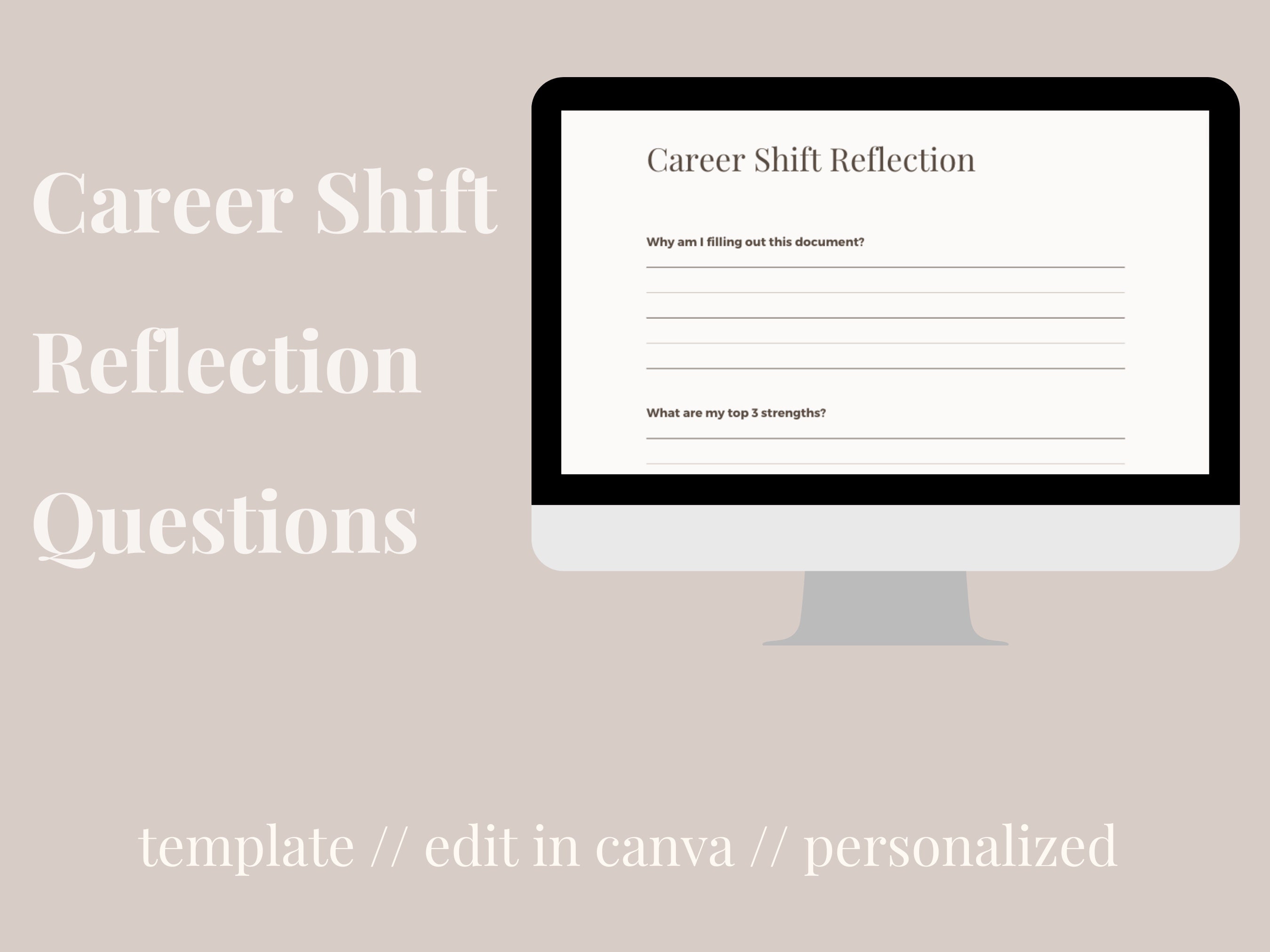 Career Shift Reflection Questions Q&A Template for Canva Canva Friendly ...