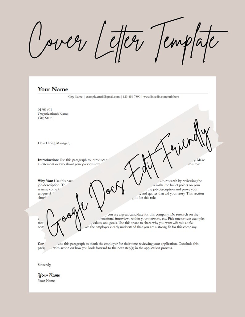 ATS Friendly Resume Template | Cover Letter, Google Docs & Word - Etsy