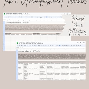 Career Brag Book Spreadsheet | Accomplishment Tracker (google & Excel ...