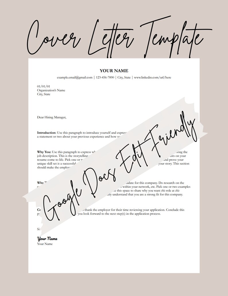 ATS Friendly Resume Template | Cover Letter (google Docs & Word) - Etsy