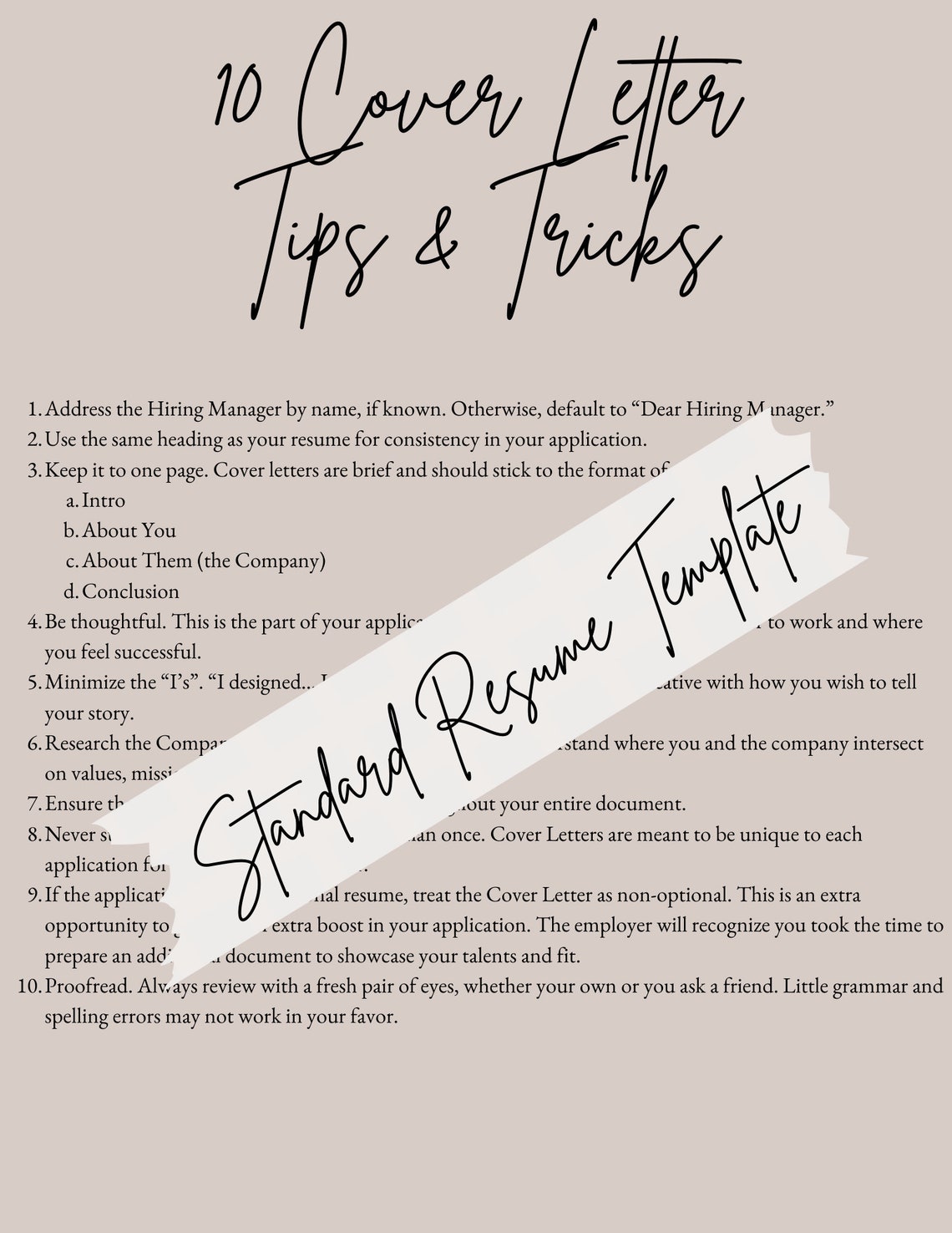 ATS Friendly Resume Resume Template Cover Letter Template - Etsy