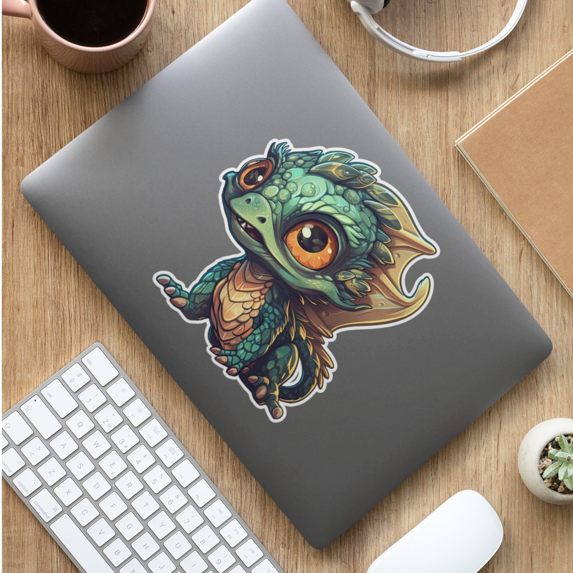 Set of 4 Baby Dragon Stickers - Adorable Big-headed Designs ...