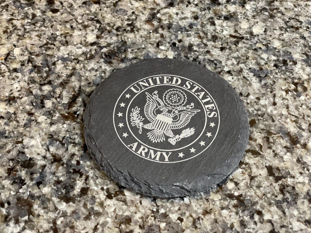 US Army Set of 4 Coasters, Laser Engraved, Laser Engraving, Slate ...