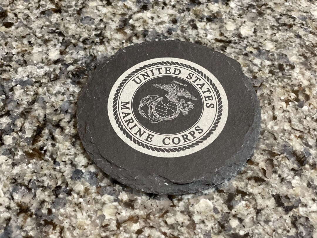 US Marine Corps Set of 4 Coasters, Laser Engraved, Laser Engraving ...