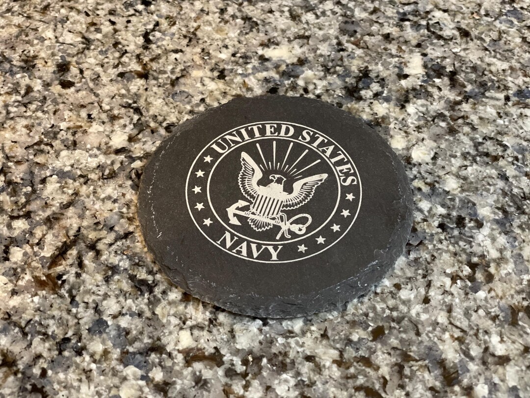 US Navy Set of 4 Coasters, Laser Engraved, Laser Engraving, Slate ...
