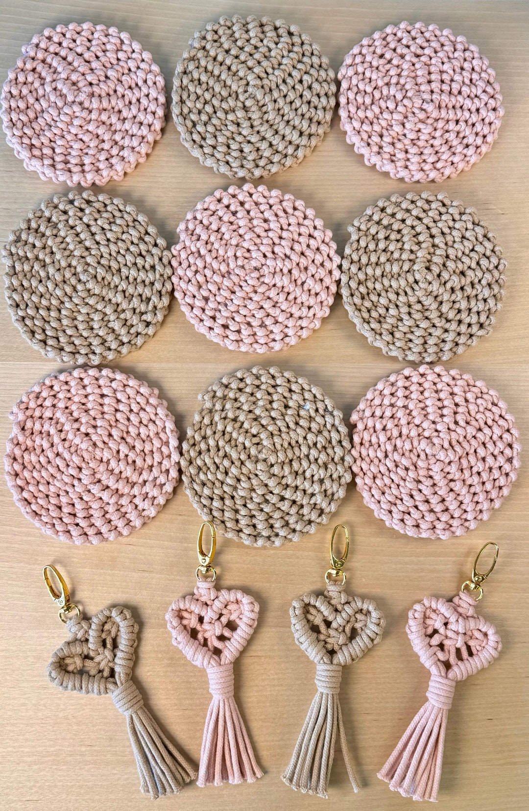 Galentine's Day Gift Box Macrame Gift Set Gifts for Her Macrame Coaster and Keychain Girly Gift ...