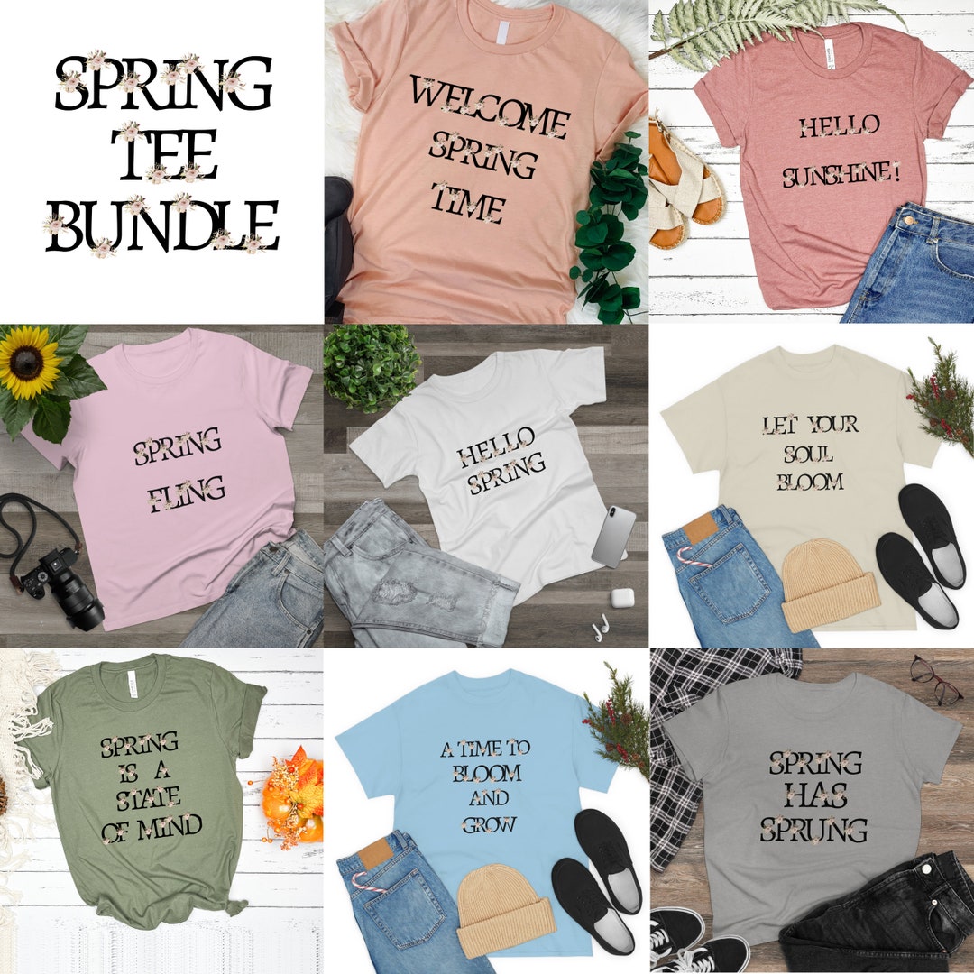 Welcome Spring With Floral Lettering Design SVG Bundle - Spring T-shirt ...