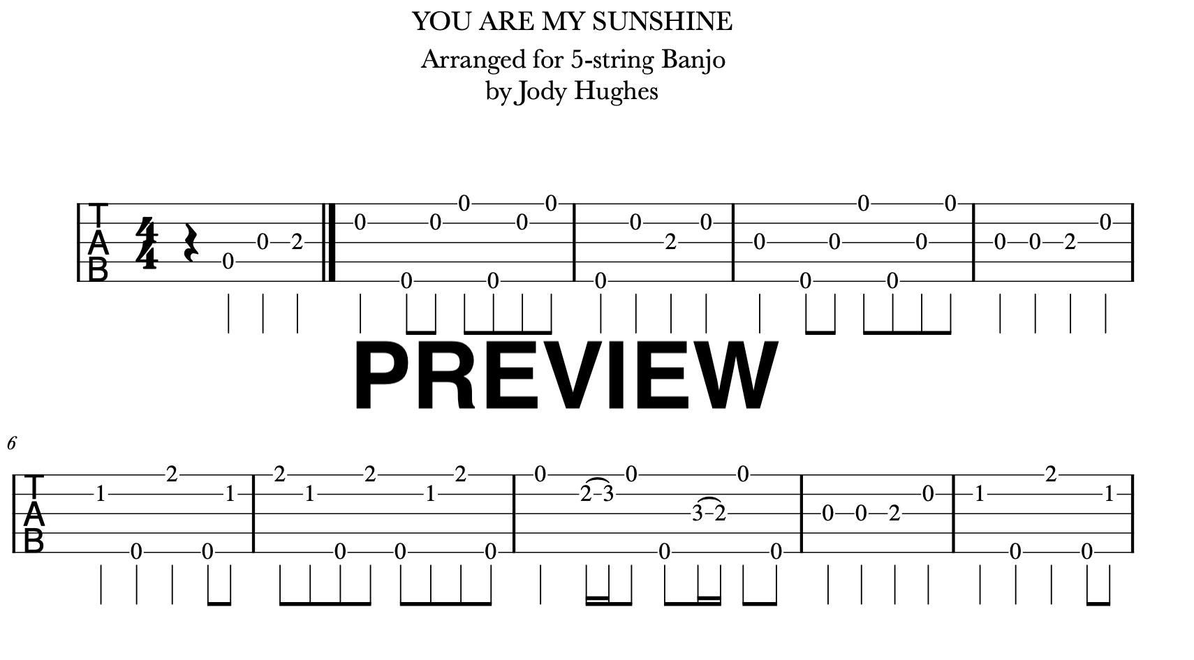 You Are My Sunshine: Beginner BANJO TAB - Digital Download PDF - Etsy
