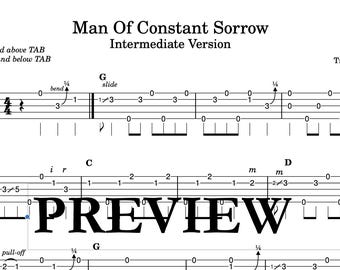 Man of Constant Sorrow Beginner Banjo TAB - Digital DOWNLOAD - Etsy