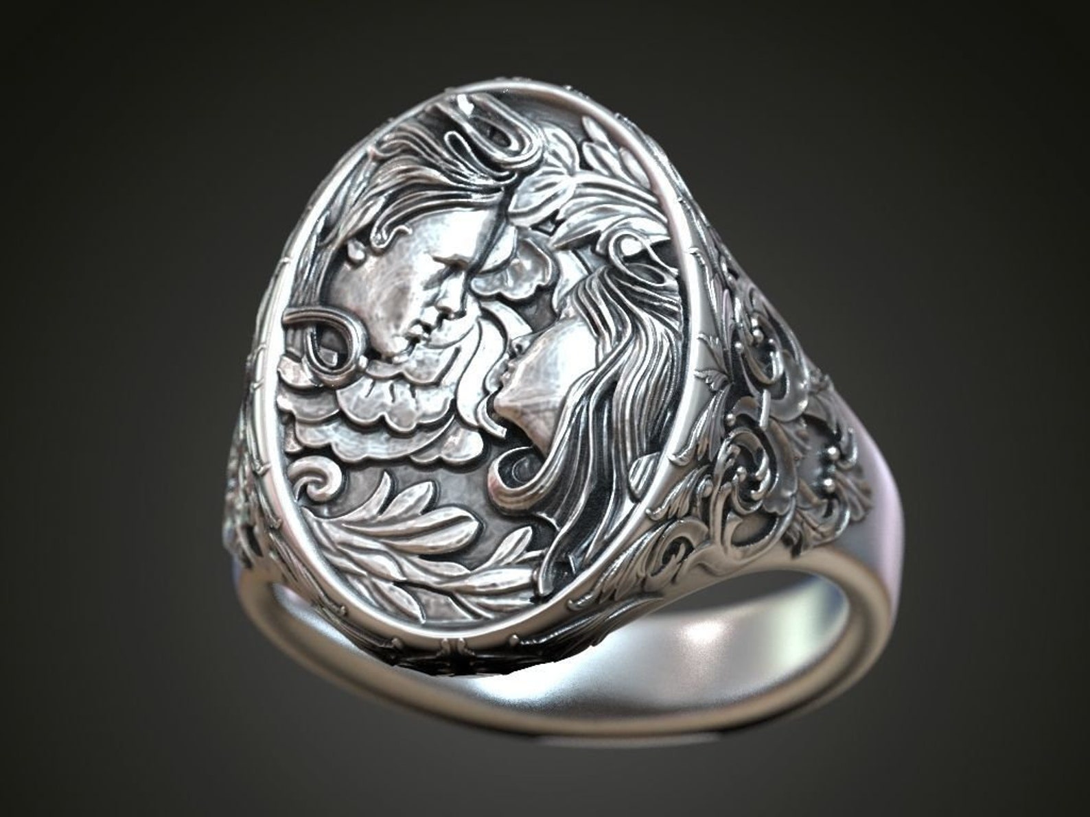 Faces Ring 925 Sterling Silver Unique Design Handmade Artisan Crafted ...
