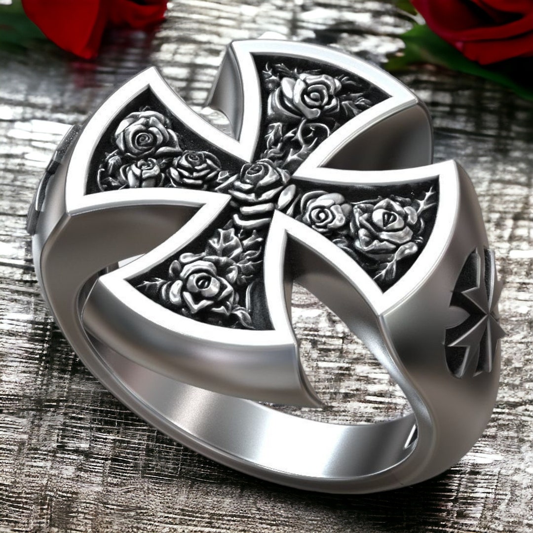 Hospitaller Maltese Cross Templar Symbol Ring 925 Sterling Silver ...