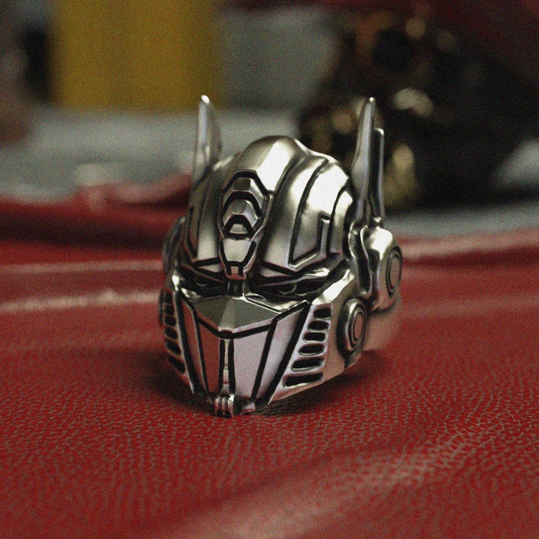 Transformers Optimus Prime Silver Ring, Adjustable Sci-fi Fan Jewelry ...